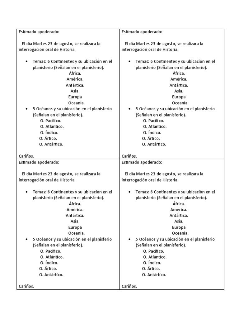 Estimado Apoderado | PDF | océano Atlántico | Continente