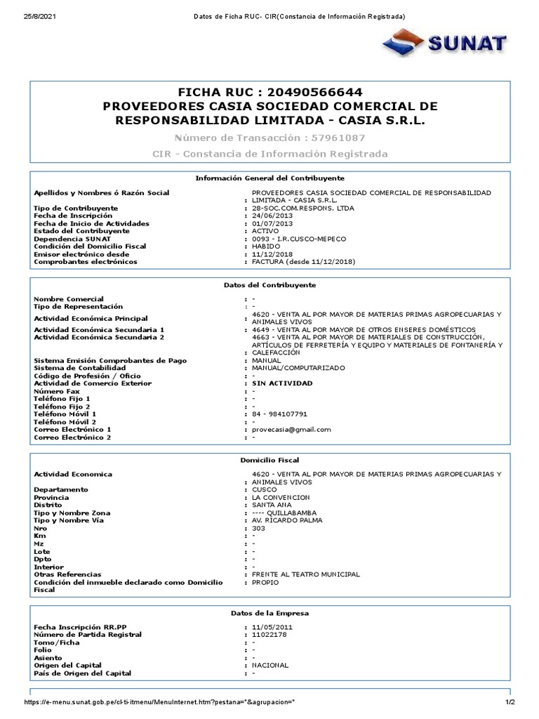 Ficha Rucc | PDF | Economias | Business