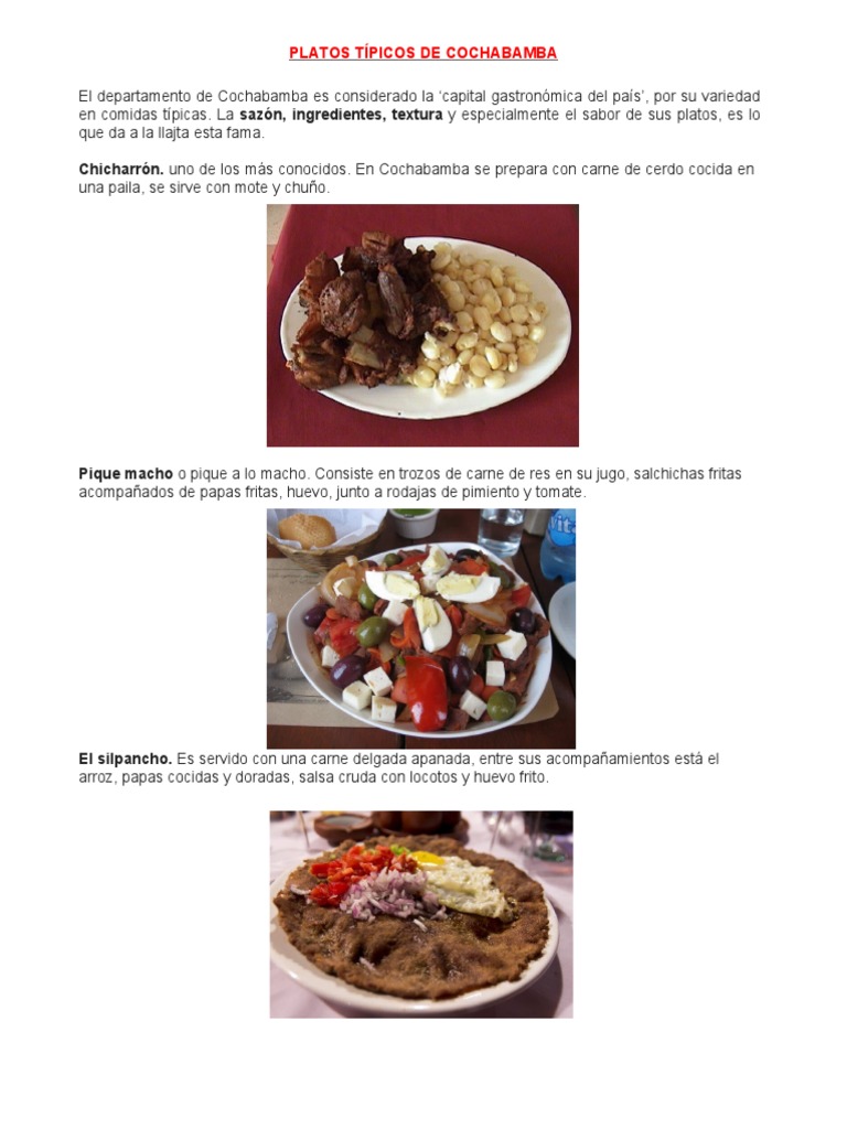 Platos Típicos de Cochabamba | PDF | Ingredientes de comida | Cocina ...