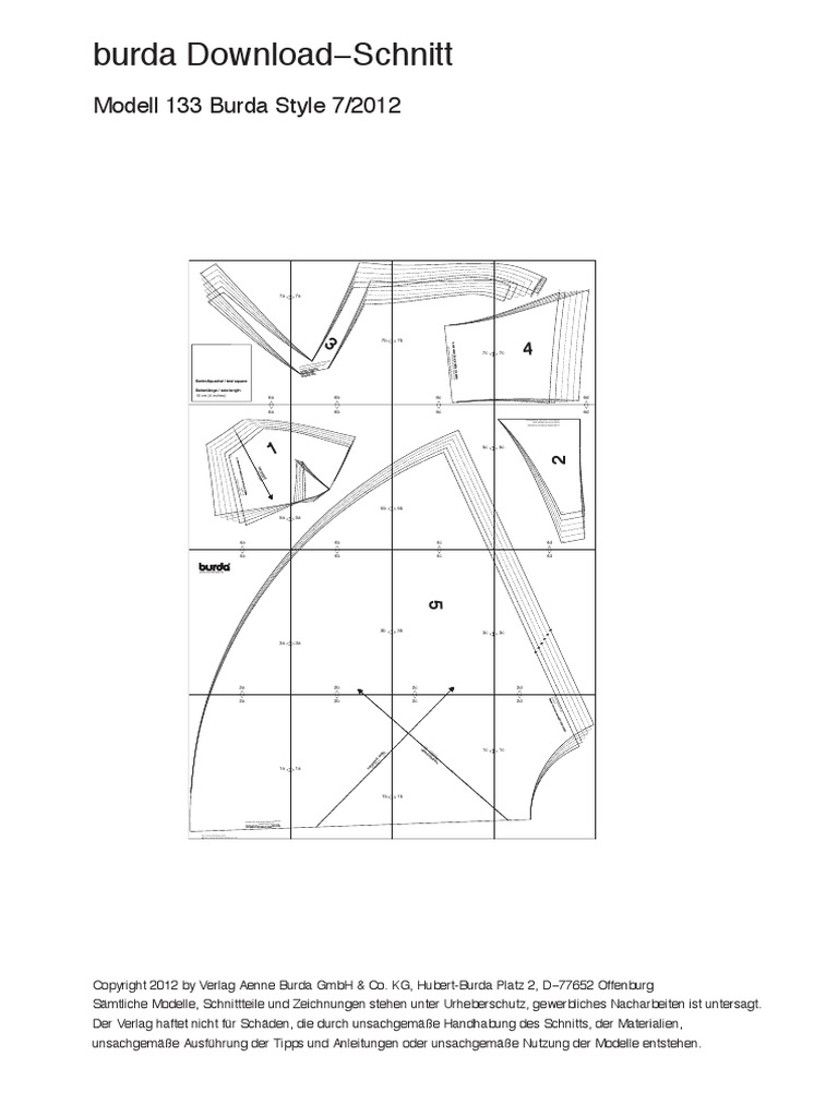 Vestido 50s Burda 133-072012-Schnitt | PDF