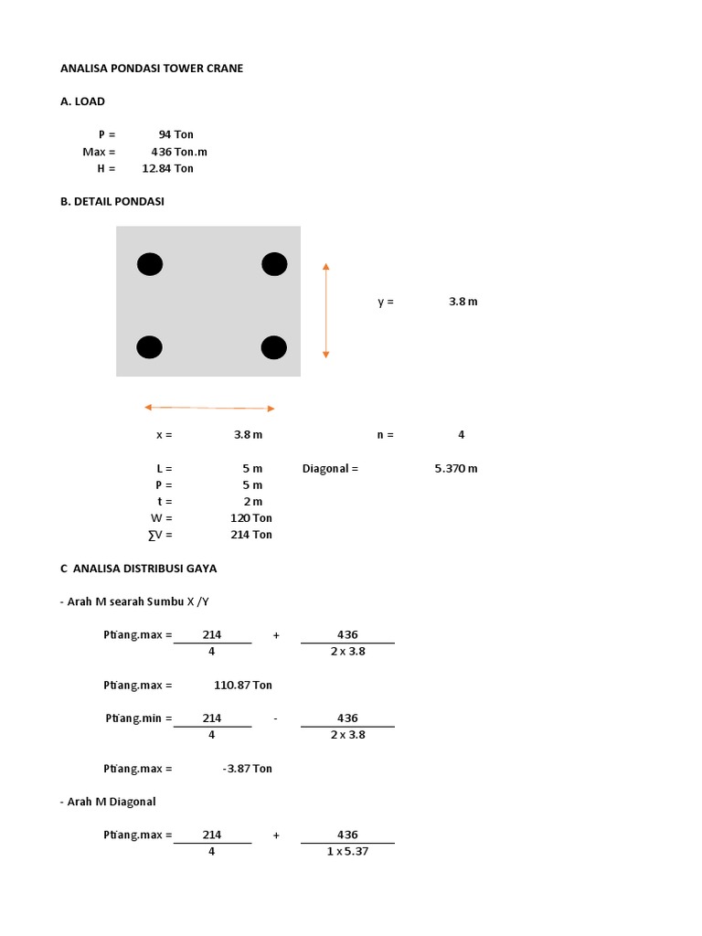 Analisa Pondasi Tower Crane | PDF | Deep Foundation | Structural Engineering