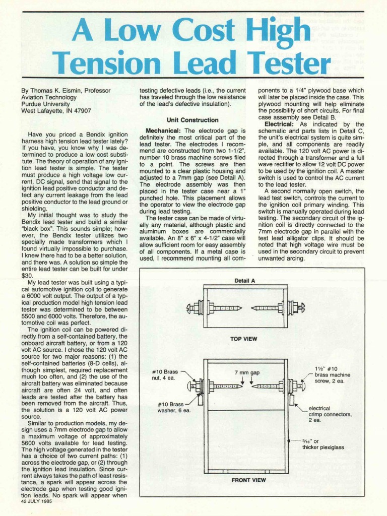 DIY Ignition Lead Tester Guide | PDF | Ignition System | High Voltage
