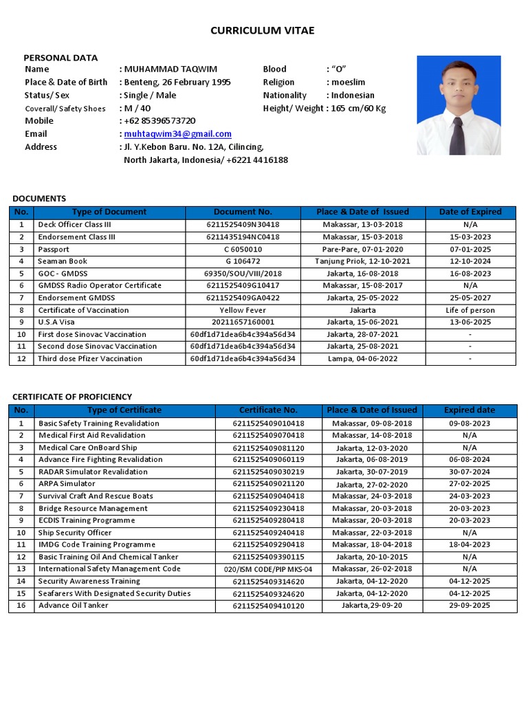 Muhammad Taqwim CV Officer | PDF