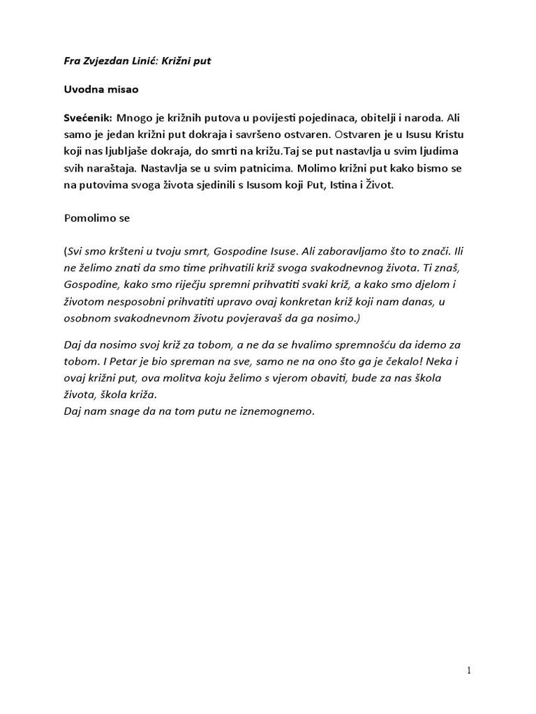 Križni Put Fra Zvjezdan Linić | PDF