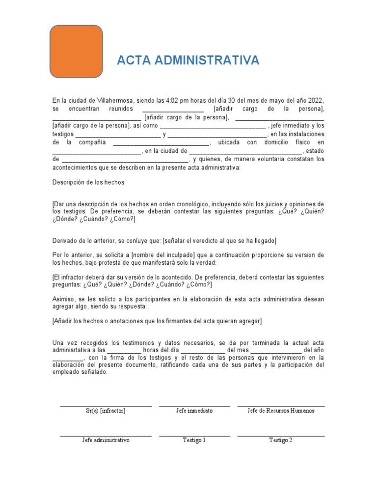 Formato Acta Administrativa | PDF