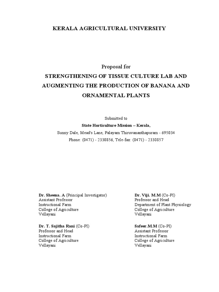 SHM Tissue Culture Lab If Vellayani | PDF | Plants | Infrastructure