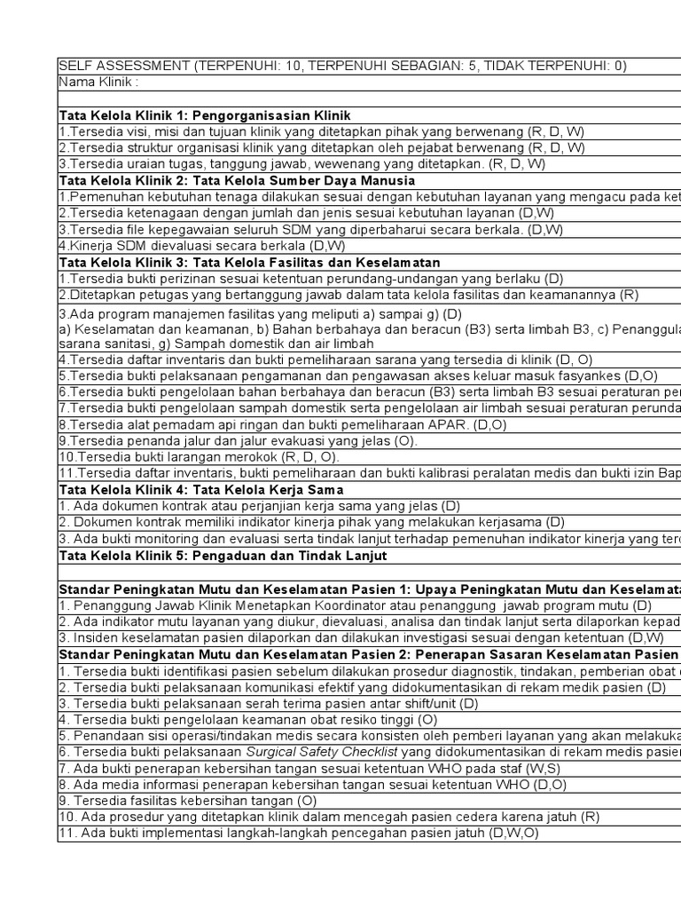 Draft Self Assestment Terbaru (ASKLIN KAB. BOGOR) | PDF | Sains ...