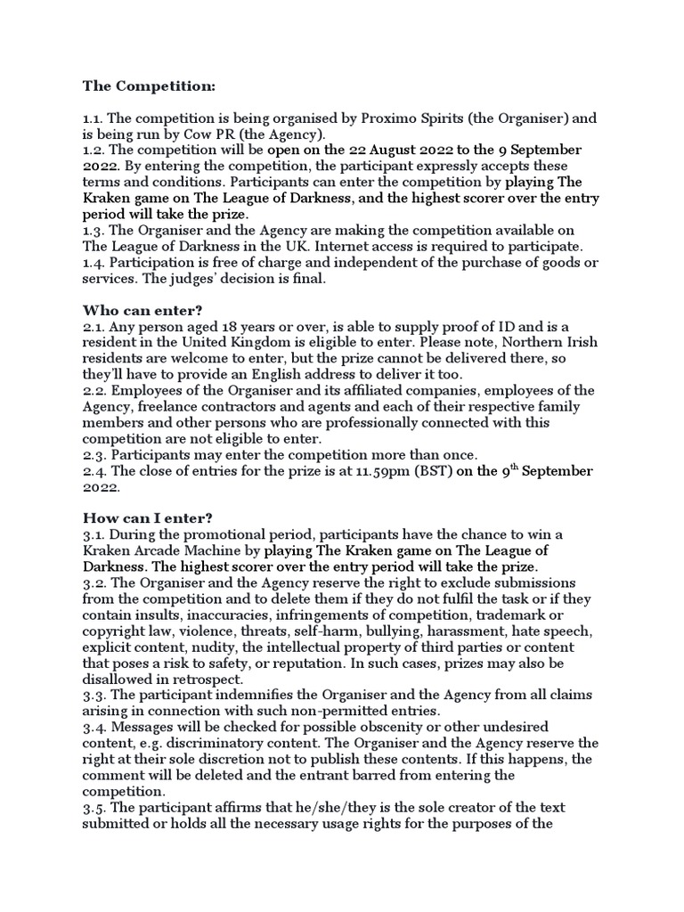 Kraken Ts and Cs Freaky Tiki Arcade | PDF | Government | Justice