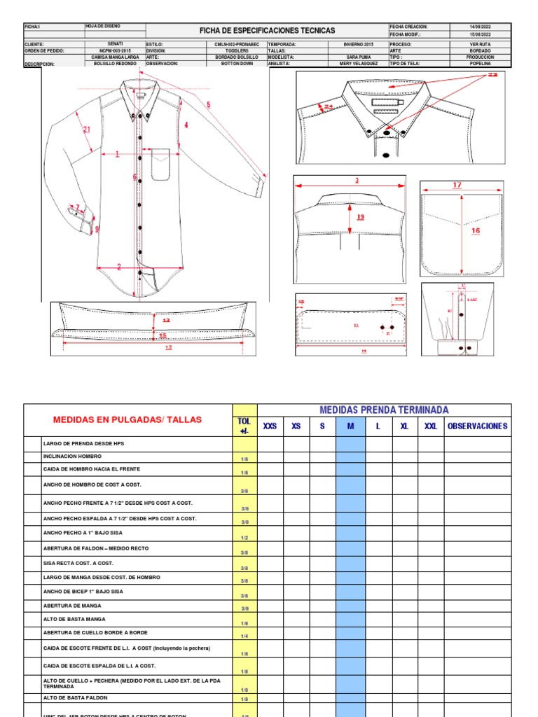 Ficha de Inspeccion de Medidas Prenda Terminada | PDF | Ropa ...