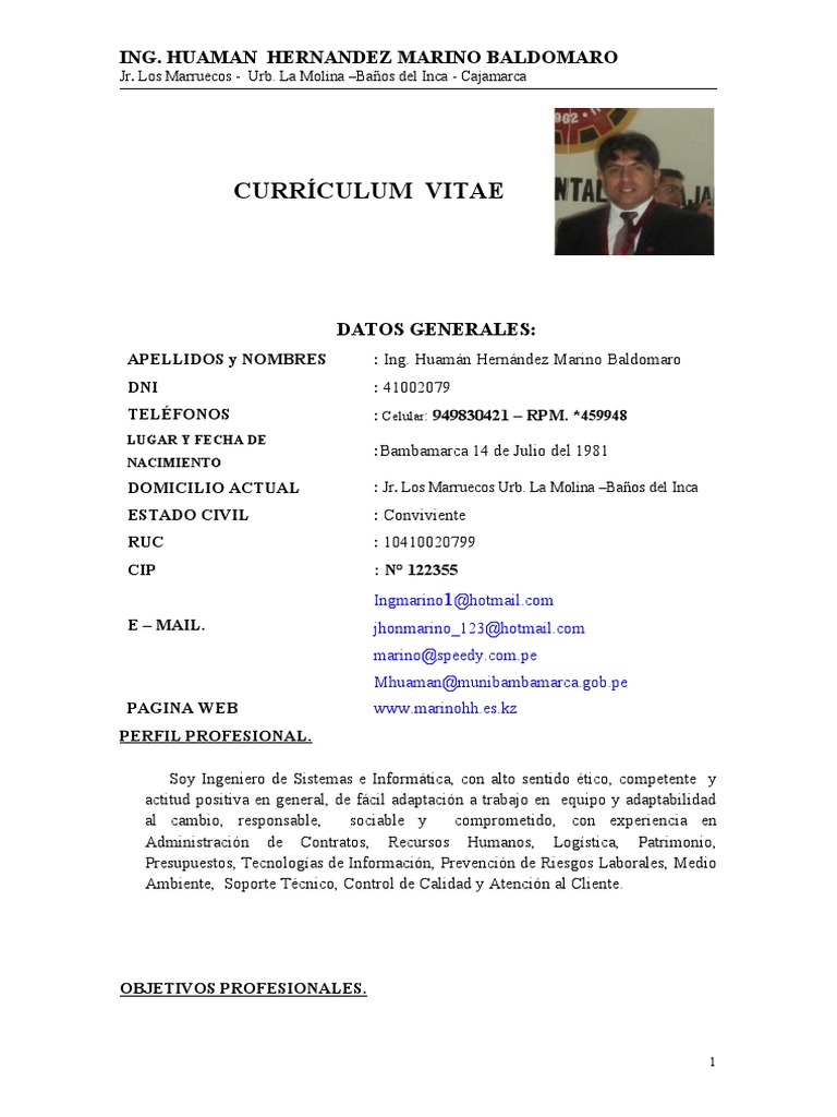 CURRÍCULUM Marino B. Huaman Hernandez | PDF | Informática | Perú