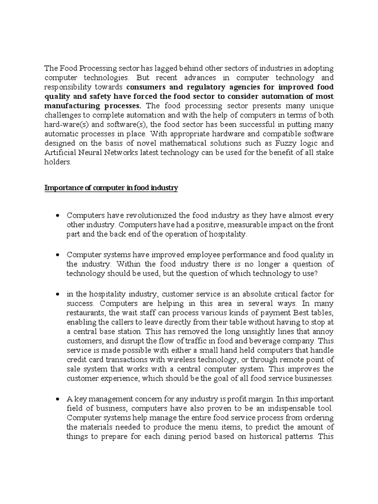 Introduction To ICT Applications in Food Industry | PDF | Automation ...