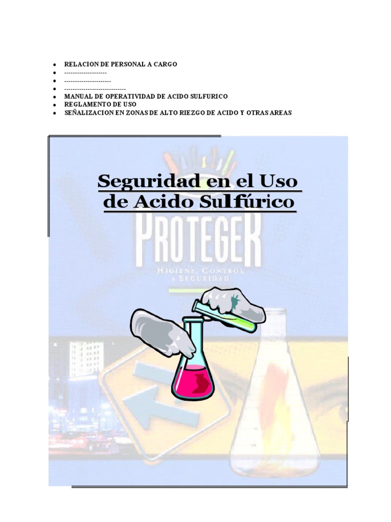Seguridad y Uso Acido Sulfurico | PDF | Agua | Hidrógeno