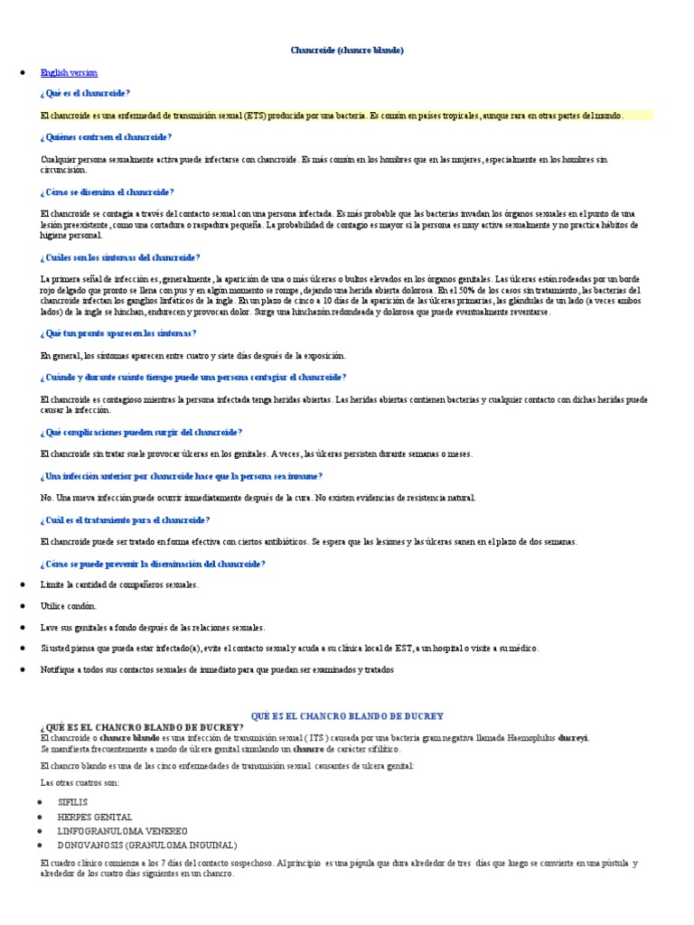 CHANCRO | PDF | Infección transmitida sexualmente | Herpes Simple