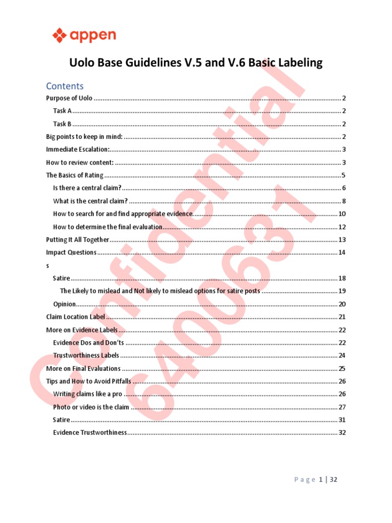 Uolo Base Guidelines v.5 and v.6 Basic Labeling | Download Free PDF ...