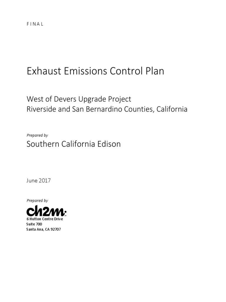 Exhaust Emissions Control Plan for SCE | PDF | Horsepower | Air Pollution