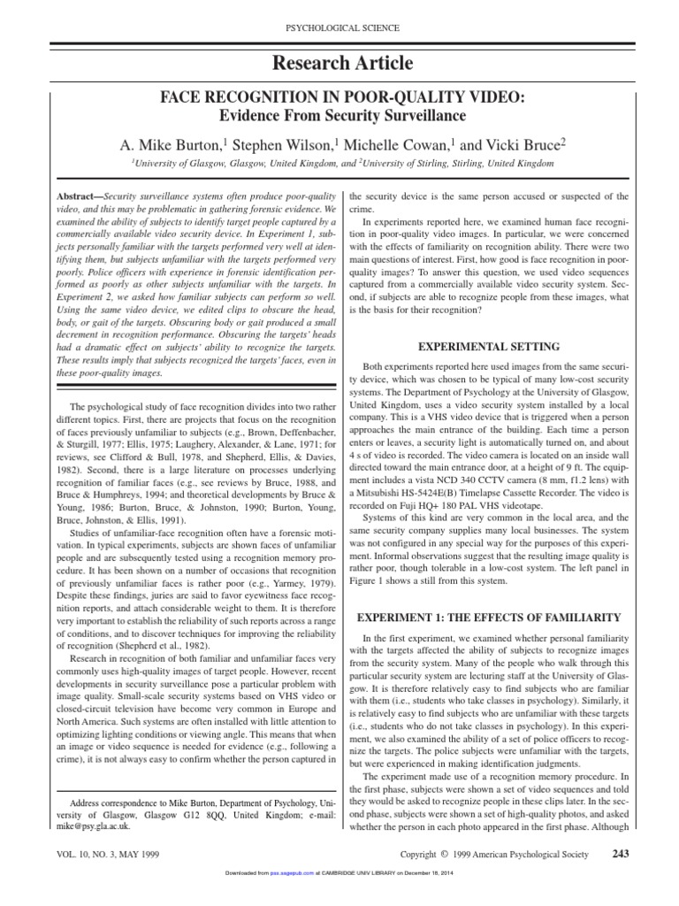 Research Article: A. Mike Burton, Stephen Wilson, Michelle Cowan, and ...