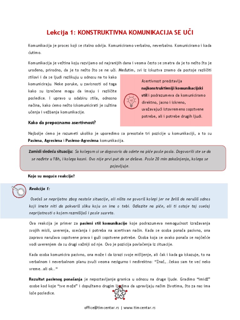 Lekcija 1 - Asertivnost | PDF