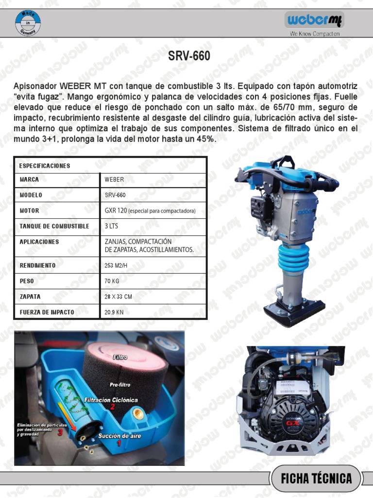 Apisonador WEBER Ficha Técnica | PDF