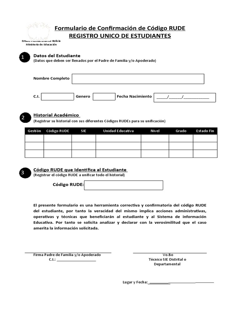 Form de Unificacion de Rude-1 | PDF