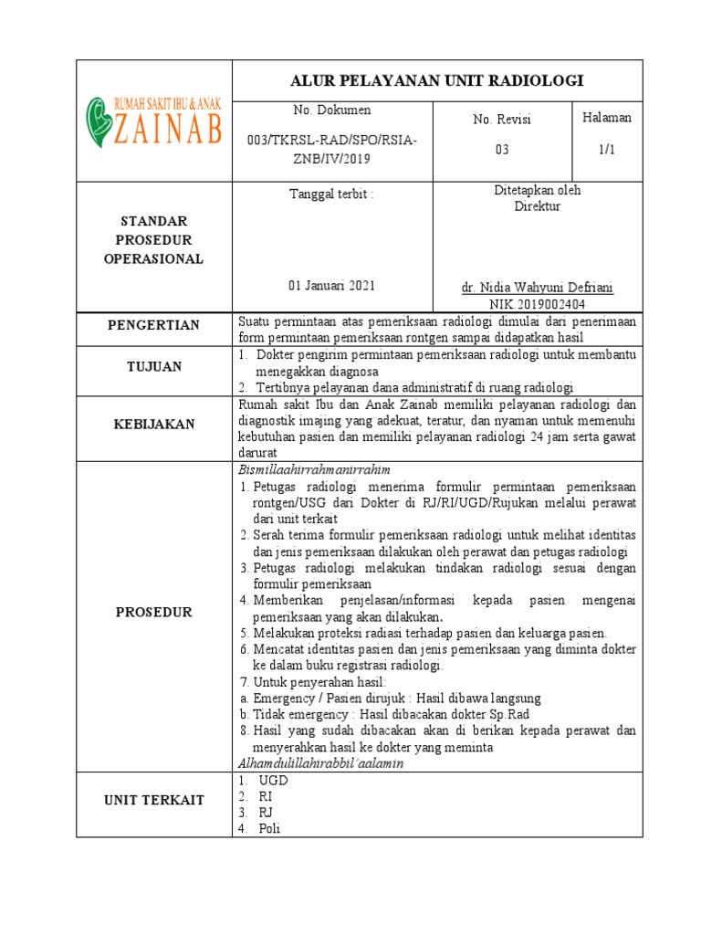 Alur Pelayanan Unit Radiologi | PDF