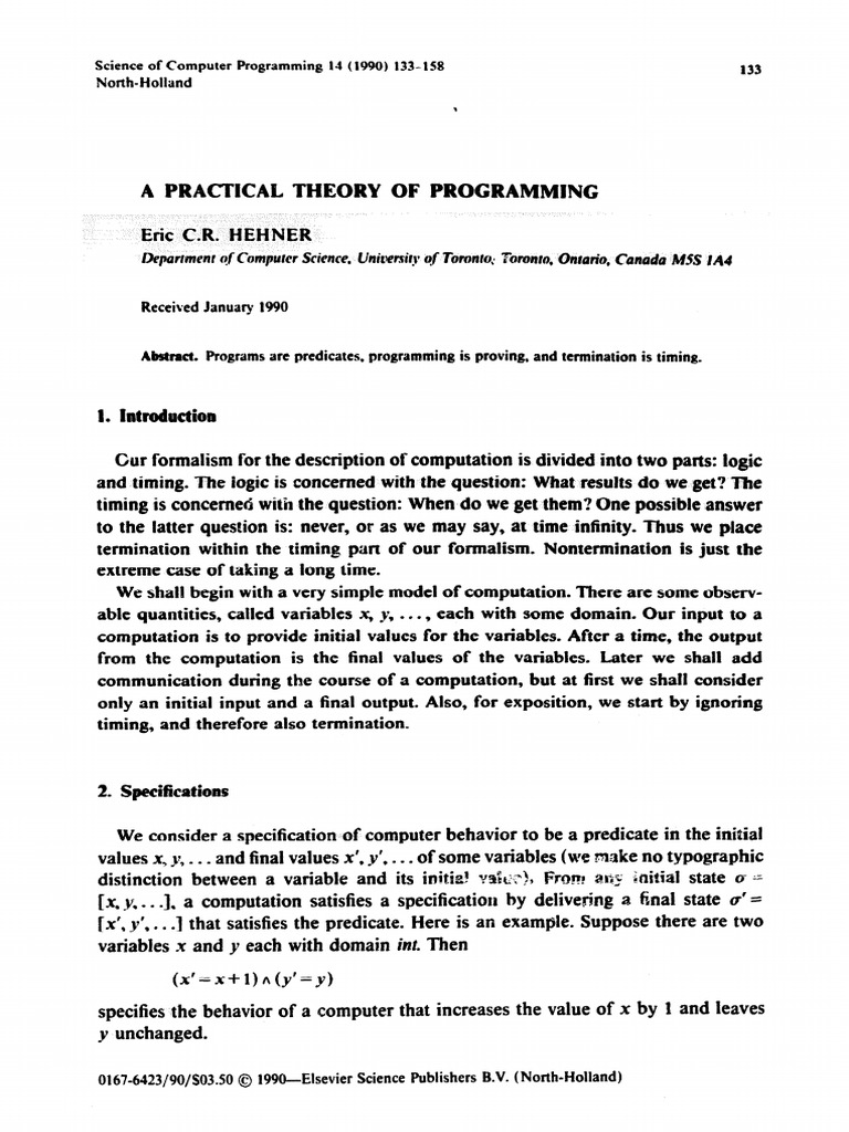 A Practical Theory of Programming | PDF | Scope (Computer Science) | Variable (Computer Science)