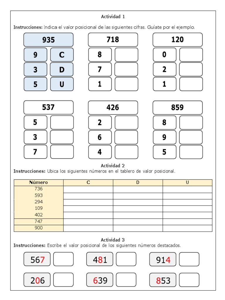 Valor Posicional en Números | PDF
