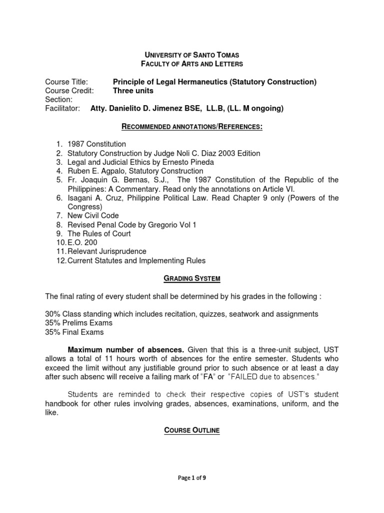 Course-Outline Statcon 2019 | PDF | Statutory Interpretation | Standing ...