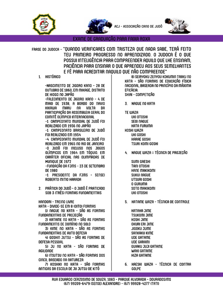 Exame Da Faixa Roxa (Judô) | PDF