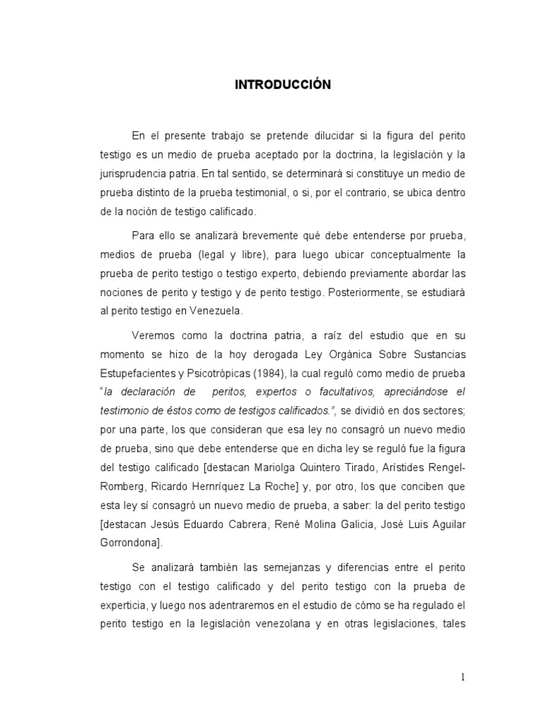 Testigo Perito Pdf Evidencia Ley Procedimiento Civil