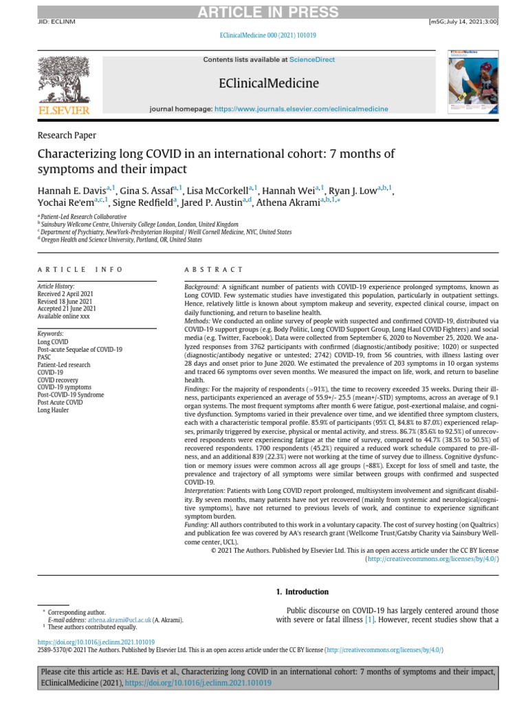 Davis Et Al 2021 | PDF | Diseases And Disorders | Medical Specialties