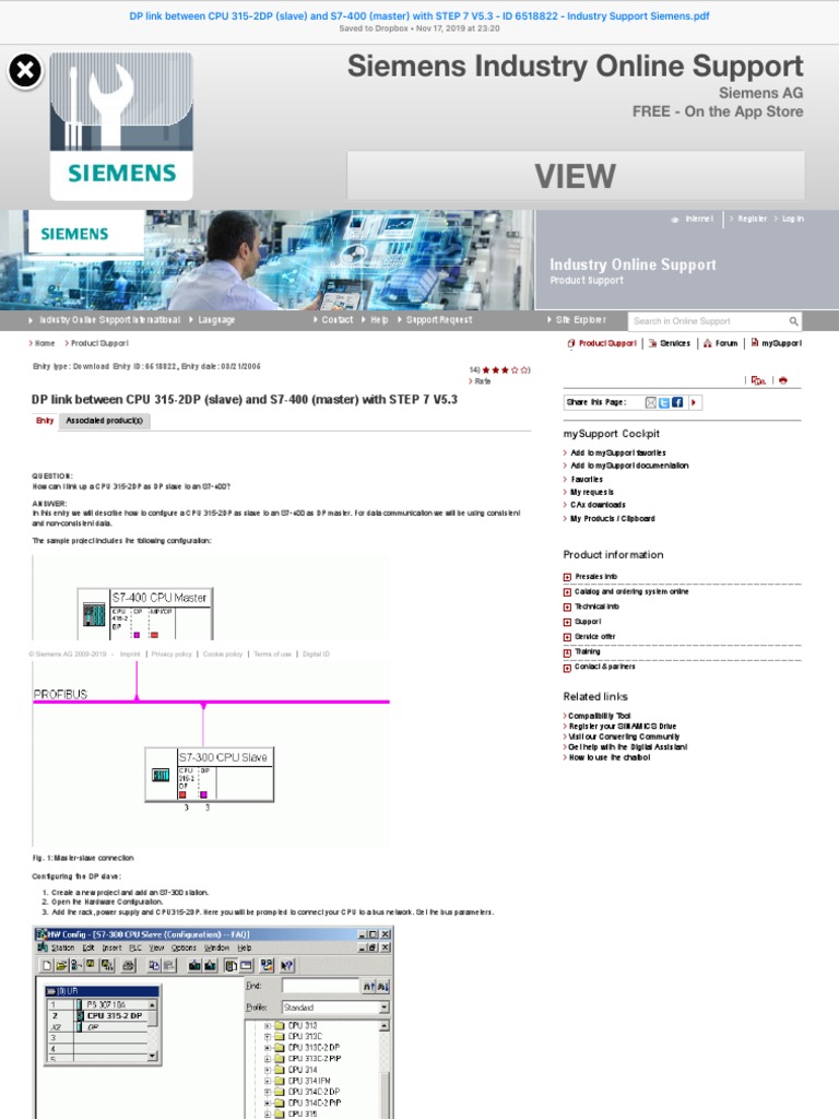 DP Link Between CPU 315-2DP (Slave) and S7-400 (Master) With STEP 7 V5.3 - ID 6518822 - Industry ...