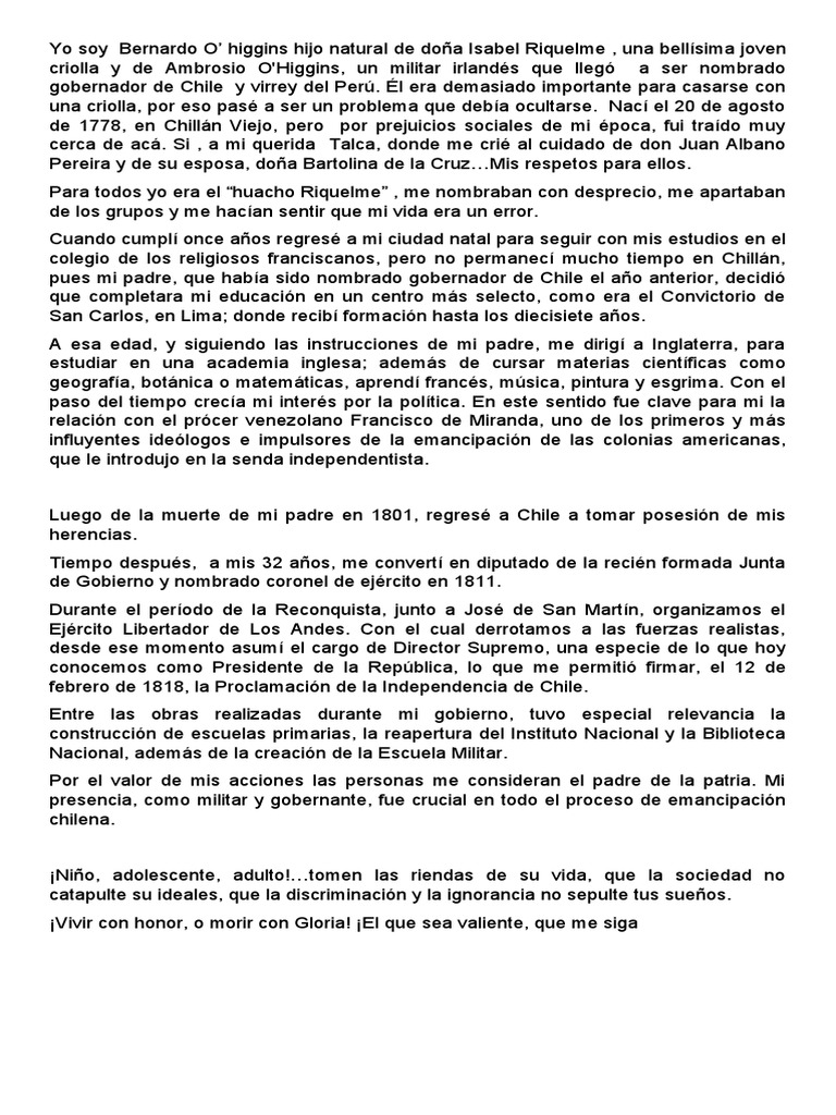 Biografía de Bernardo O. | PDF | Chile | America latina