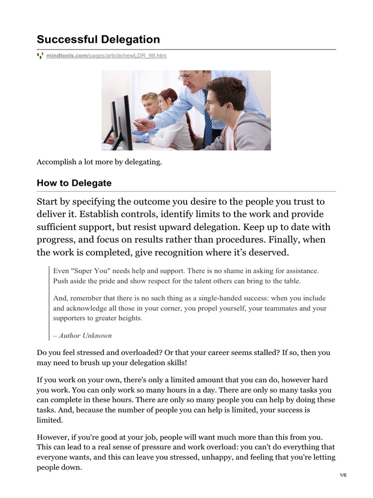 Successful Delegation: How To Delegate | PDF | Cognition | Psychological Concepts