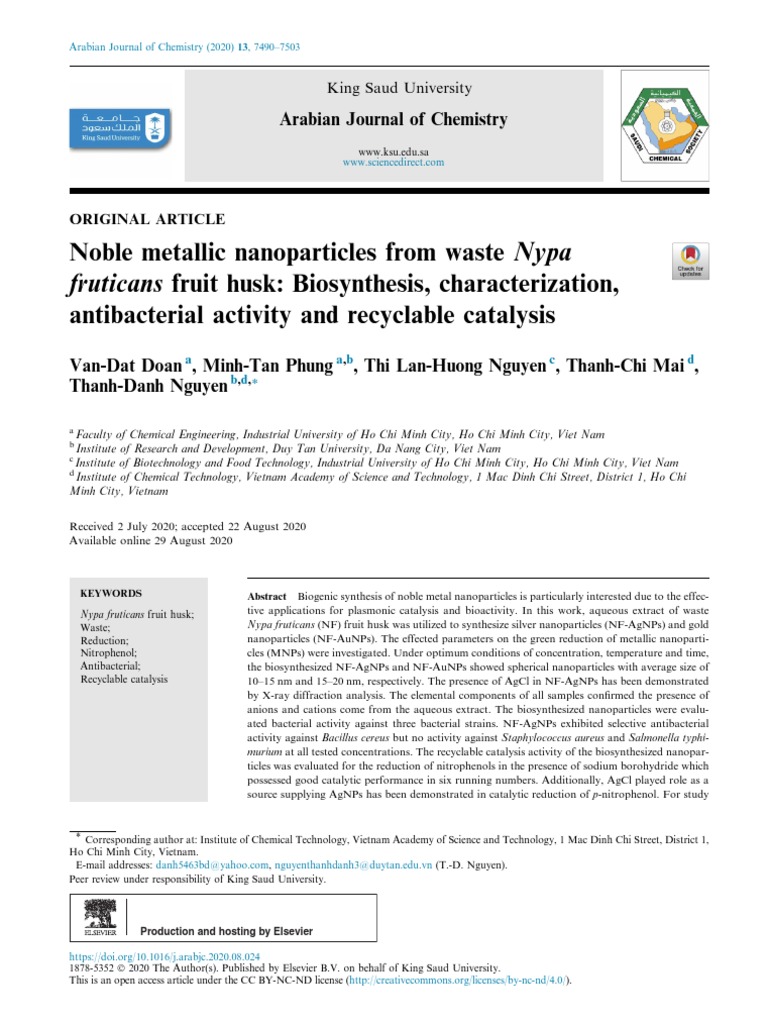 Noble Metallic Nanoparticles From Waste Nypa Fruticans Fruit Husk ...