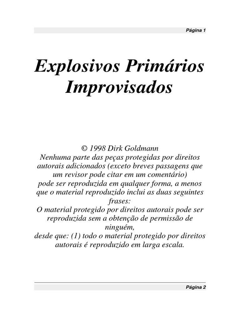 Explosivos Primários - Improvisados | PDF | Cloro | Ácido sulfúrico