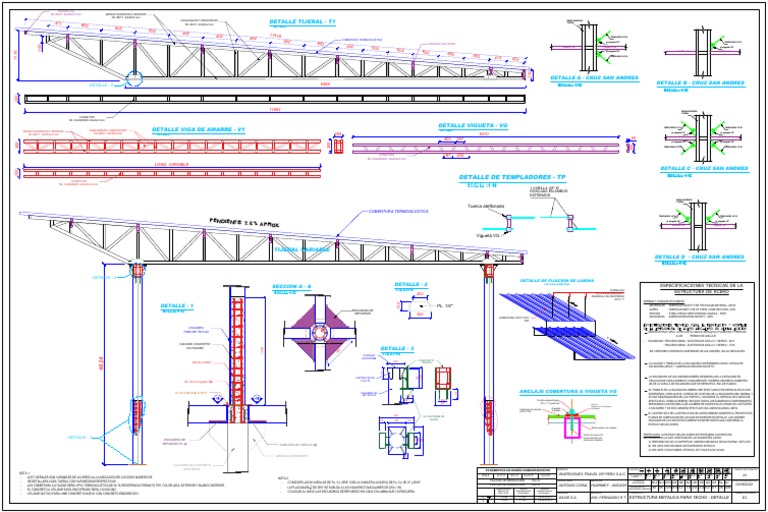 Detalles de Estructura Metálica para Techo | PDF | Soldadura | Construcción