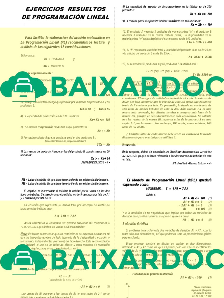 Ejercicios Resueltos de Programacian Lineal Jose | PDF | Ecuaciones | Hoja de cálculo