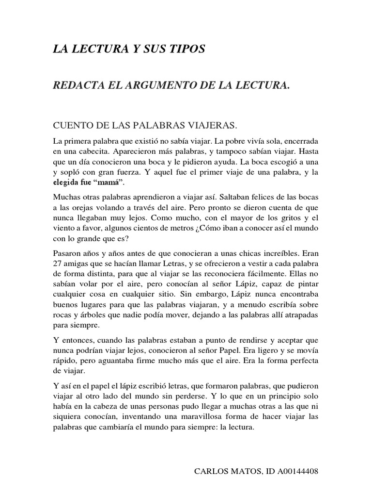 Unidad 2. Actividad 1. La Lectura y Sus Tipos | PDF | Comprensión