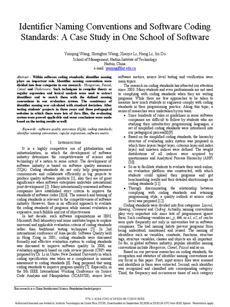 Naming Conventions in Software Coding Standars | PDF | Regular ...