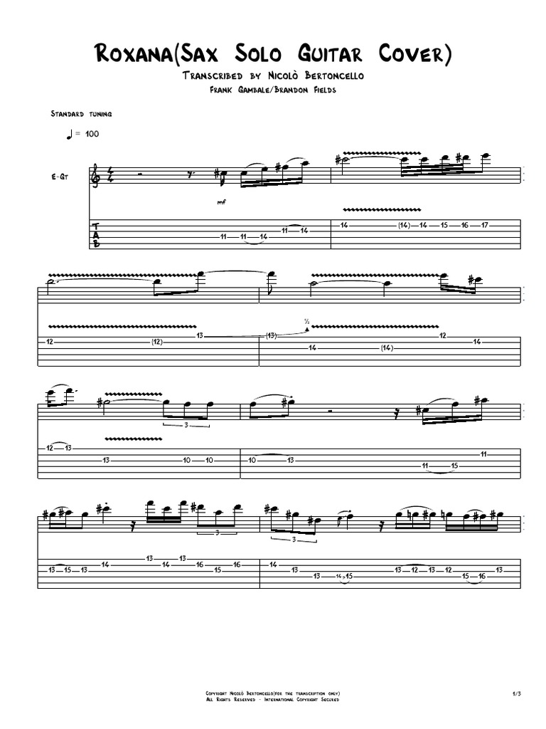 Roxana - Frank Gambale | PDF | Guitar Family Instruments | Guitars