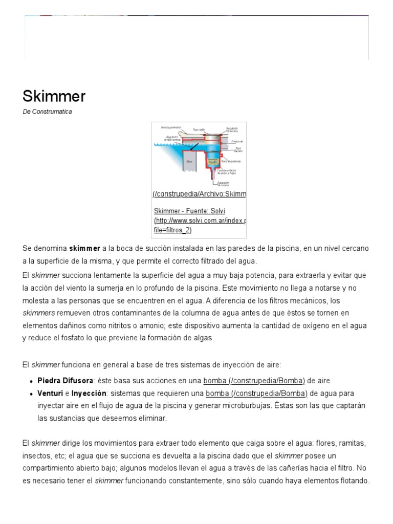 Skimmer - Construmatica | PDF | Agua | Piscina