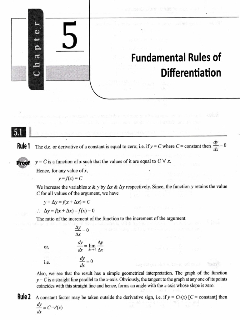 5-Fundamental Rules of Differentiation (Vikas Rahi Concepts of Function and Calculus) | PDF