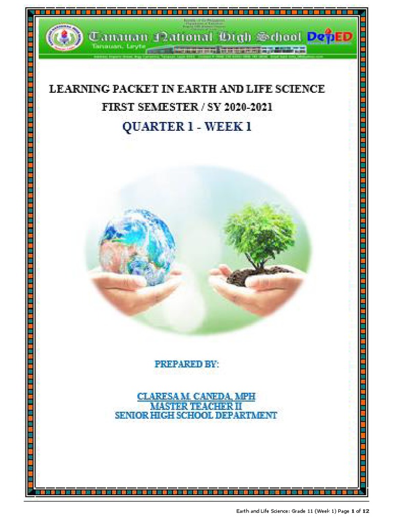 Learning Activity Sheet Week 1 E L Student S Pdf Minerals