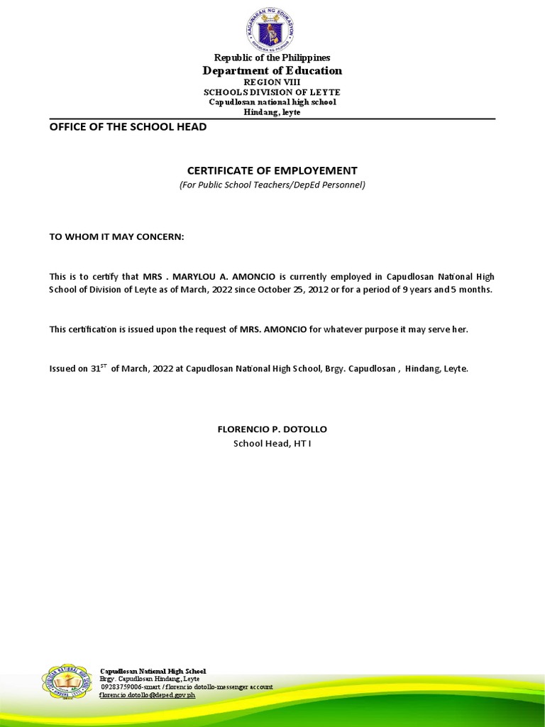 COE Deped Template | PDF