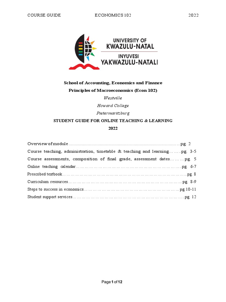 2022 ECON 102 MODULE OUTLINE | PDF | Macroeconomics | Economics