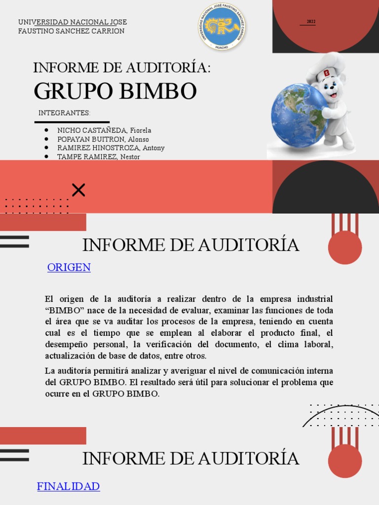 Informe de Auditoria Grupo Bimbo | PDF | Auditoría | Calidad (comercial)