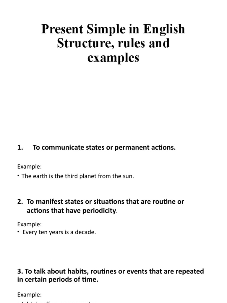 Present Simple in English Structure, Rules and Examples | PDF