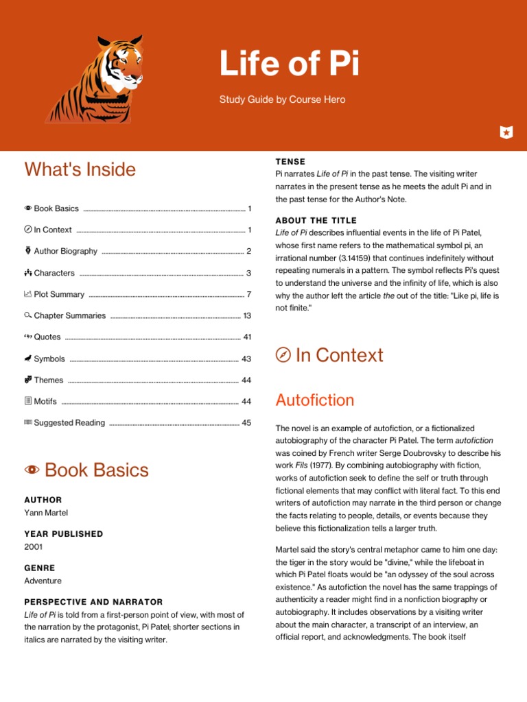 English Life of Pi Study Guide | PDF