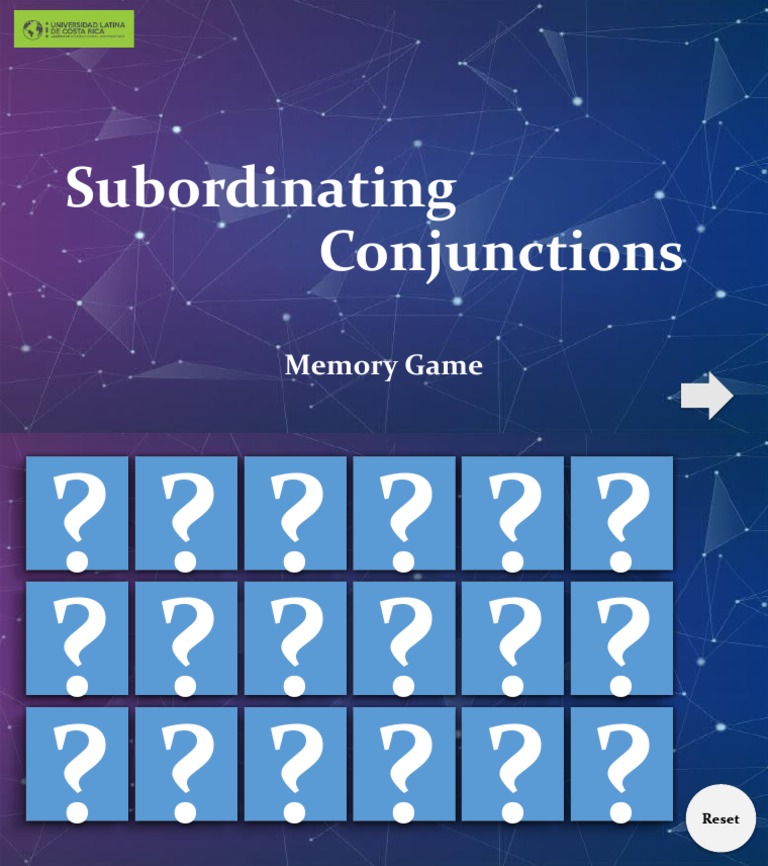 Subordinating Conjunctions Memory Game | PDF