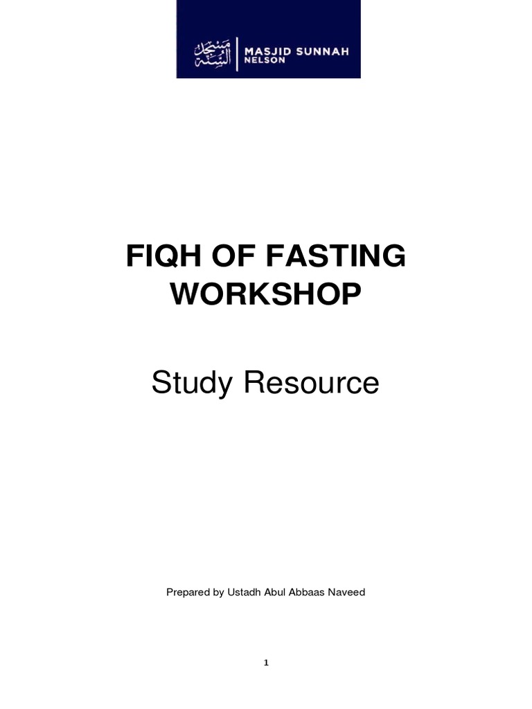 MSN Fiqh of Fasting Worksheet | PDF | Ramadan | Fasting